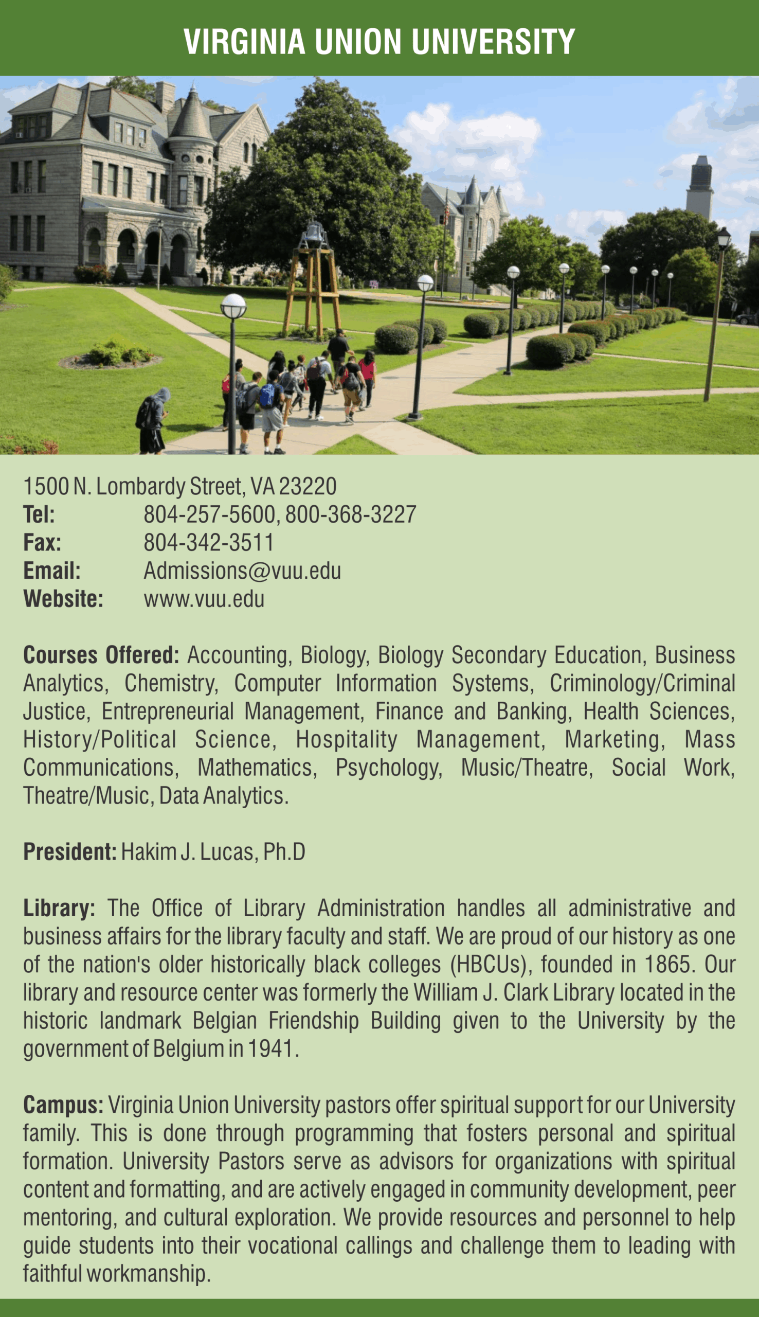 Virginia Union University - HED Higher Education Directory USA Edition